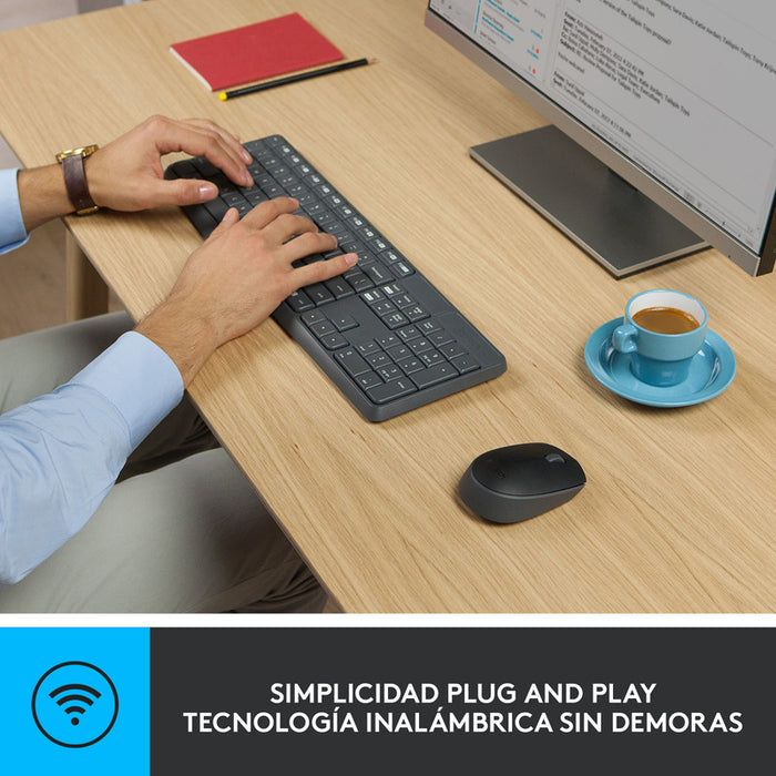 Combo Inalámbrico Logitech MK235, Teclado Multimedia y Mouse Ambidiest ...