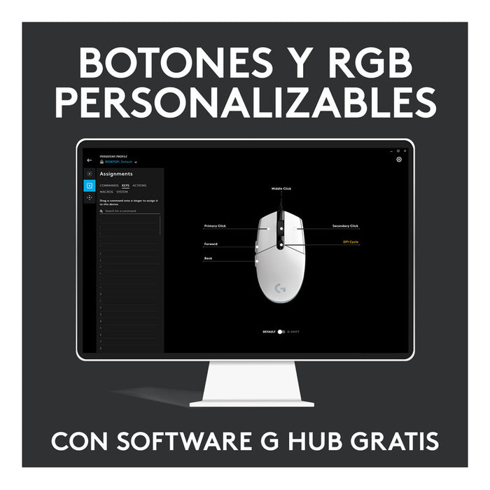 Mouse Gamer Logitech G203 RGB LIGHTSYNC, 6 Botones 8.000 DPI, Blanco ...